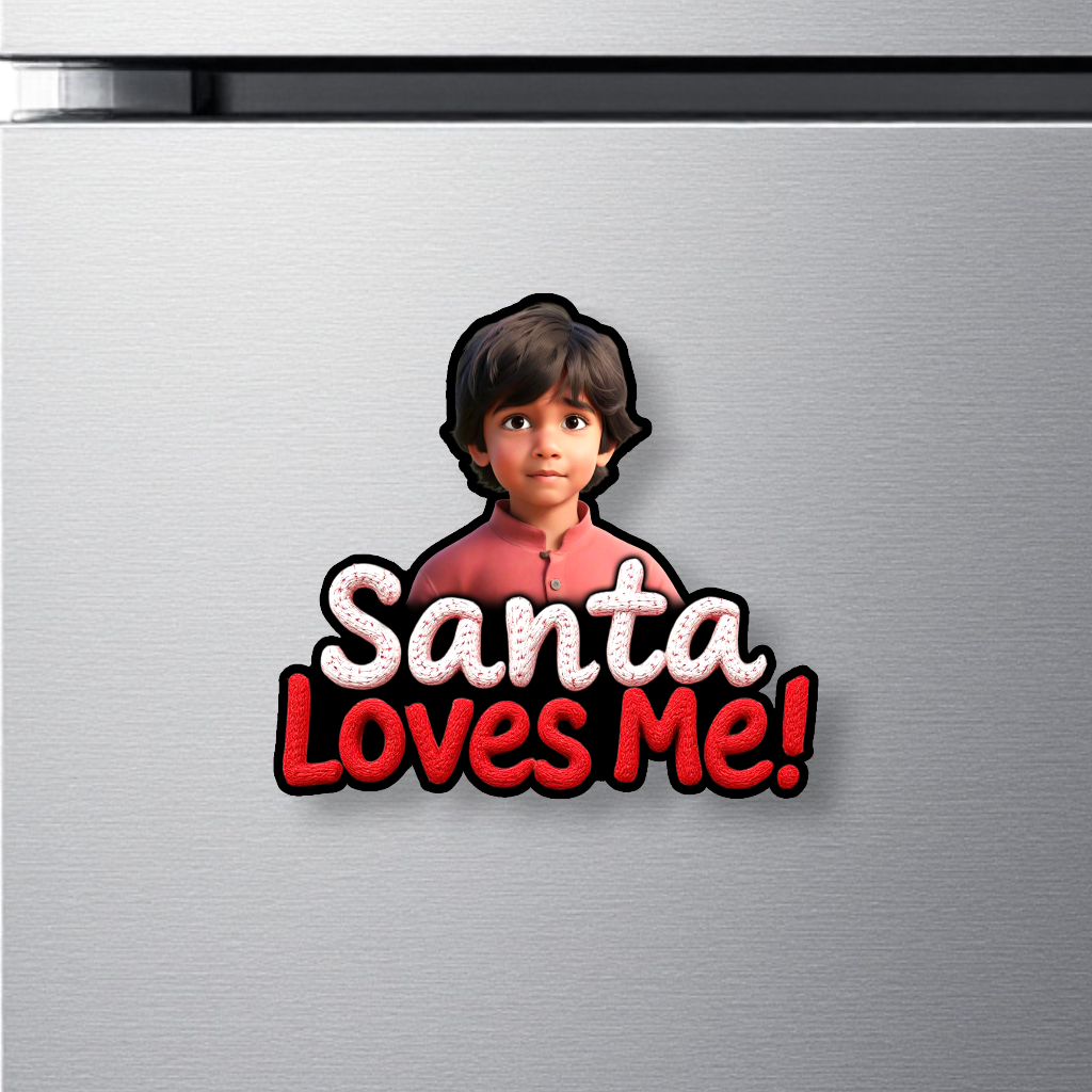 Santa Loves Me Personalized Fridge Magnet | Christmas Gift for Baby ...