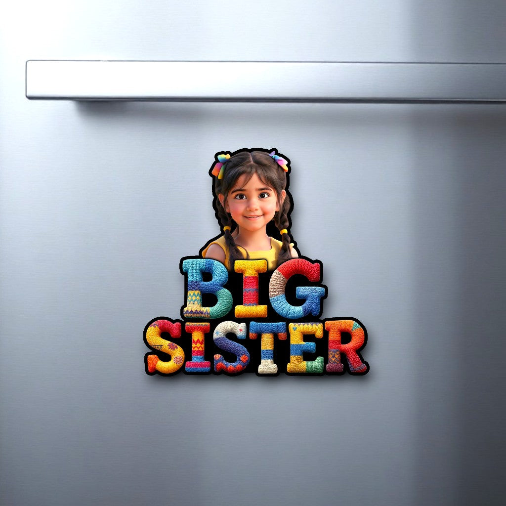Big Sister Personalized Fridge Magnet | New Baby & Sibling Gift | Minetoon